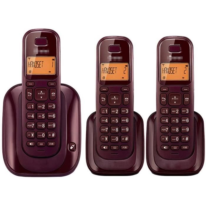 Téléphone LCSHAN Ligne Fixe de Fixe sans Fil (Color : Red)[838 ...