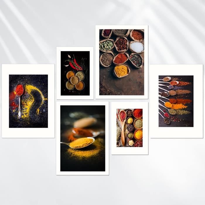 Pano Lot De 6 Affiches Design Pour Décoration Murale | " Dark Spices ...