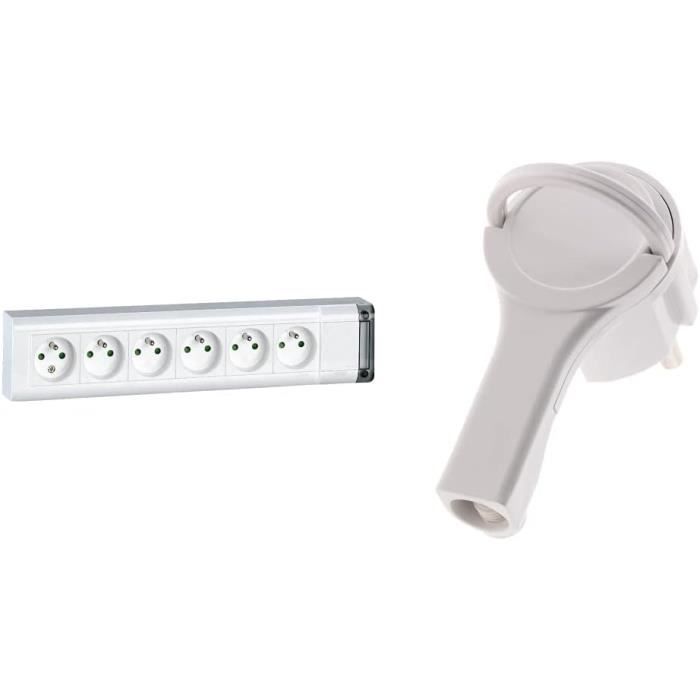 Bloc Multiprise Fixable 6 Prises De Courant 2P+T À Câbler Sans Cordon ...