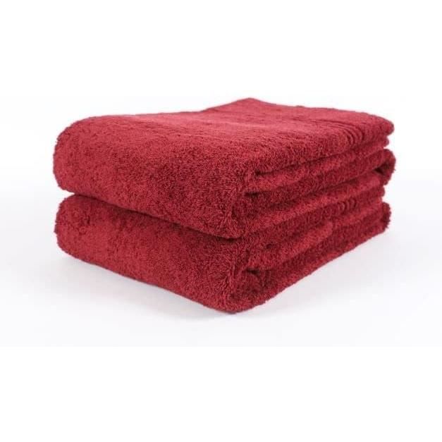 Lot de 2 Serviettes de Bain - Do[n2167] - Rouge Rubis - Qualité ...