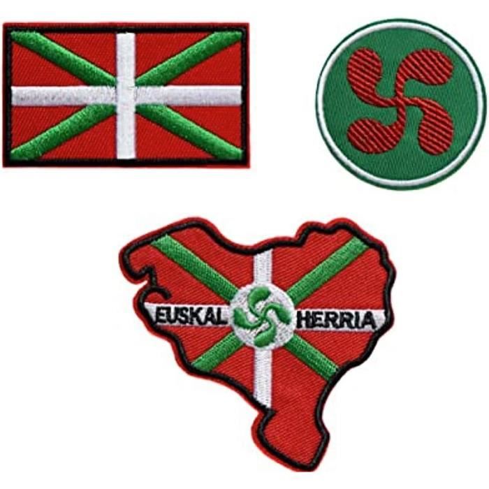 Lot 3 ecusson carte drapeau pays basque euskadi herria euskal brodé ...