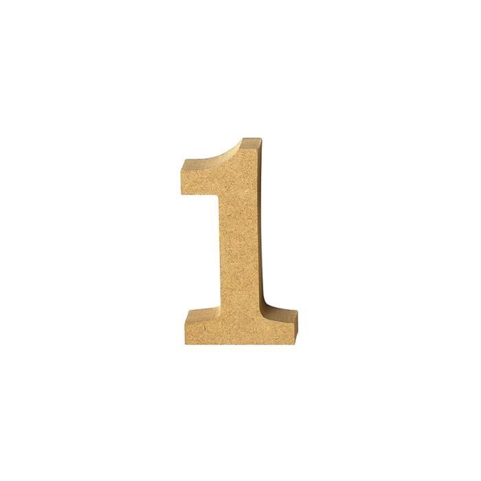 Chiffre en MDF - VBS - 1 - 8 cm - Non peint - Mat - Cdiscount Bricolage