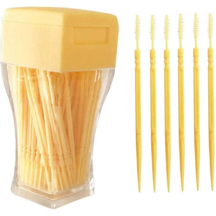 200Pcs Cure-Dents Brosse Interdentaire Double Tête En Plastique ...