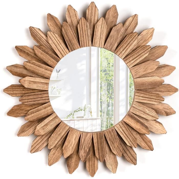 Petit Miroir Mural En Bois Rustique - 30 Cm - Sunburst Boho ...