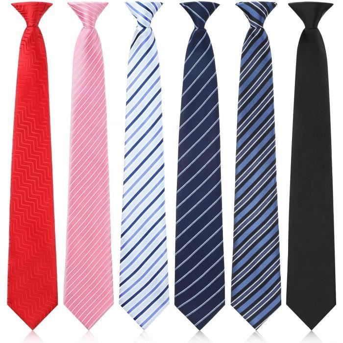 Lot De 6 Cravates À Clipser Pour Homme - Facile À Clipser - Rayures ...