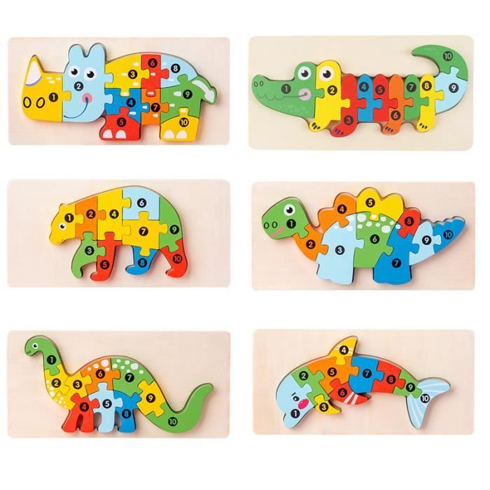 Puzzle 3D - ESTINK - Animaux - 6 Pièces - Bois - Jouet Éducatif ...
