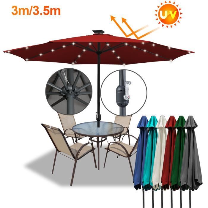Lospitch Parasol Déporté et Inclinable de Jardin Dia 350 CM avec 48 LED ...