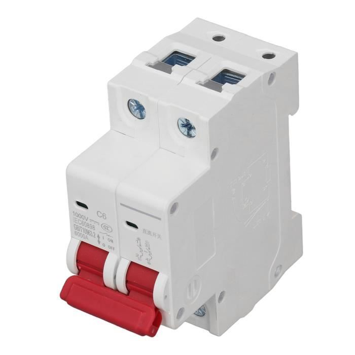 Disjoncteur CC Disjoncteur DC 6000A Capacité de rupture PV Disjoncteur miniature 2P 1000V 6A ...