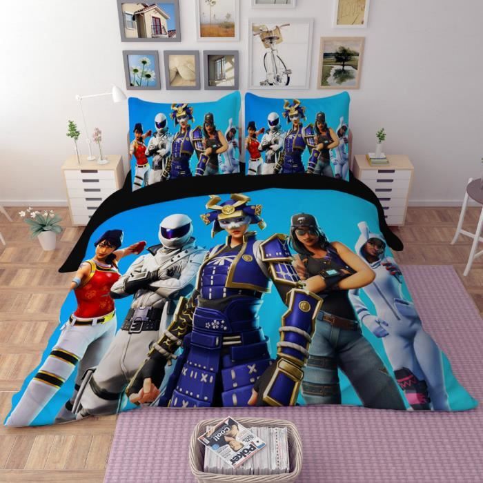 Fortnite Parure de lit 3D effet 200*200cm 3 pieces 1 housse de couette ...