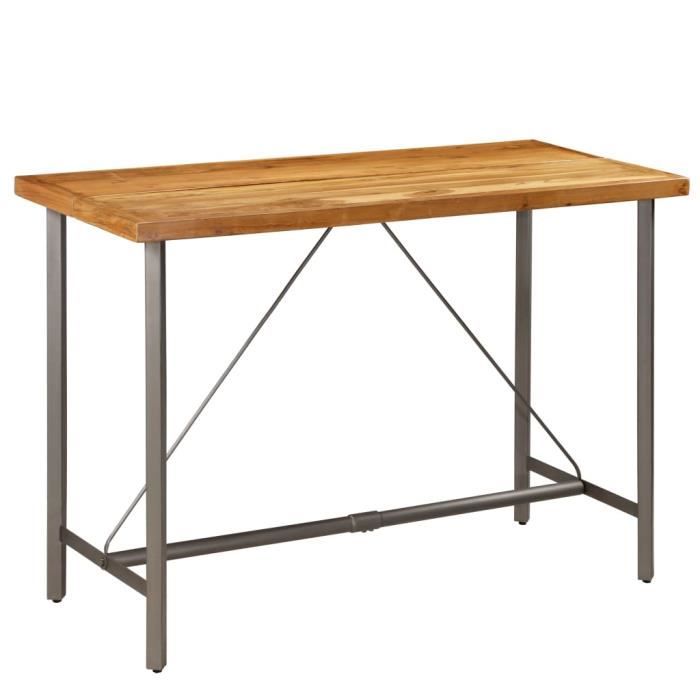 [4716] Table haute de bar Fine - Table Mange Debout Teck recyclé massif ...