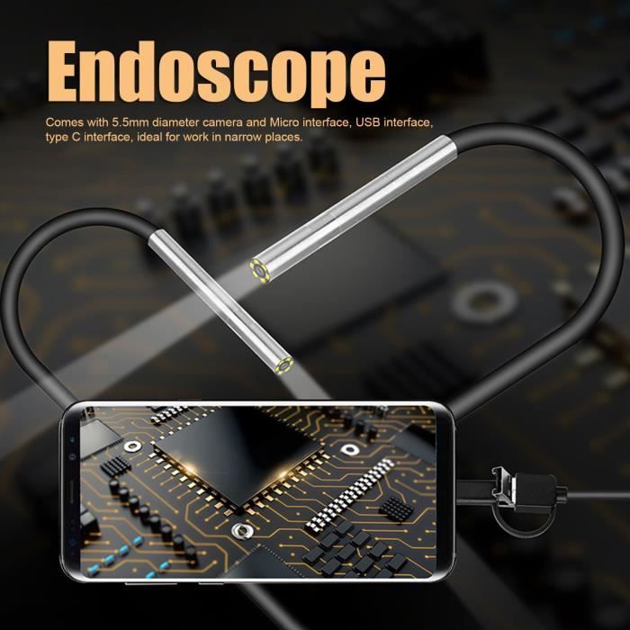 Endoscope d'inspection Endoscope 5.5mm 3 en 1 caméra endoscope USB IP67 ...