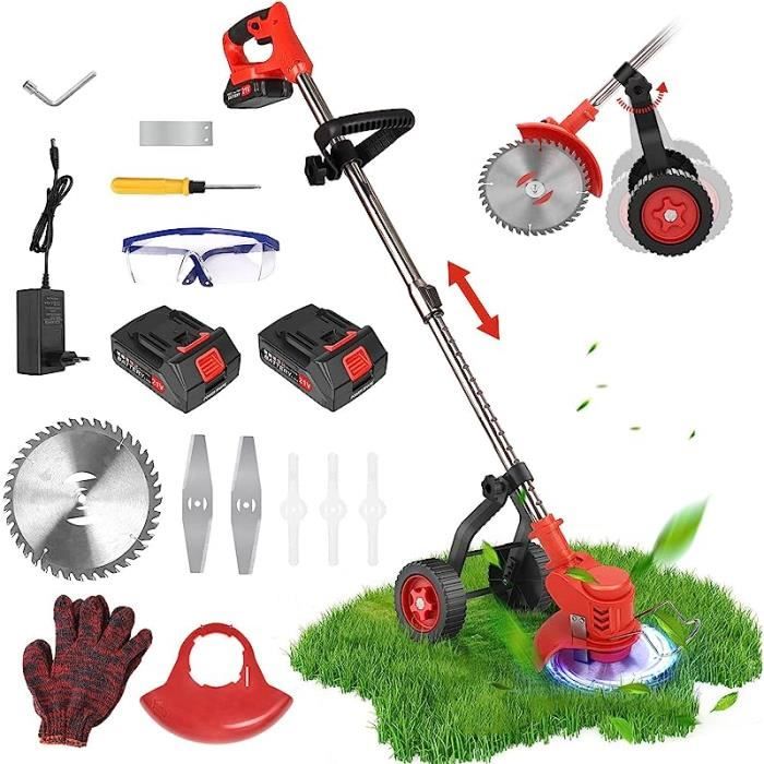 RUMOCOVO® 2pcs batterie ESHUNQI Coupe Bordure sans Fil avec Batterie et Chargeur 21V 650W ...