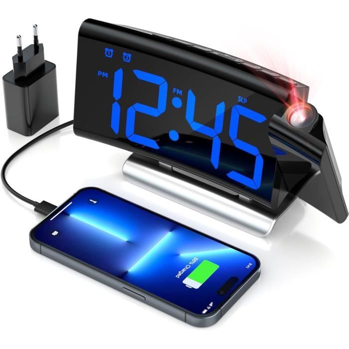 Radio Réveil Projecteur Plafond, Réveil Numérique Led Avec Prise ...