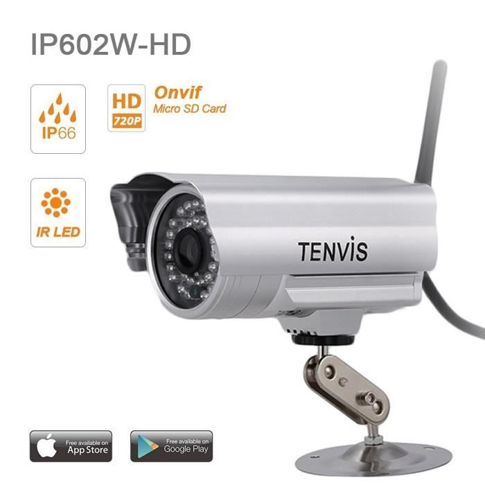 Tenvis iP602W-HD Caméra de surveillance extérieur HD 1280x720P IP Wifi ...