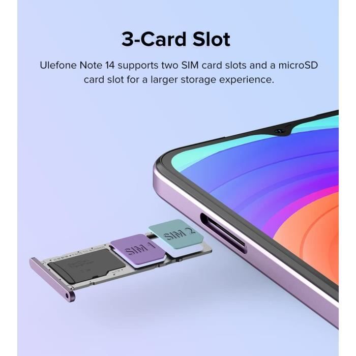 Ulefone Note 14 Smartphone Débloqué Dual SIM 6,52'' HD+ Caméra 8MP+5MP ...