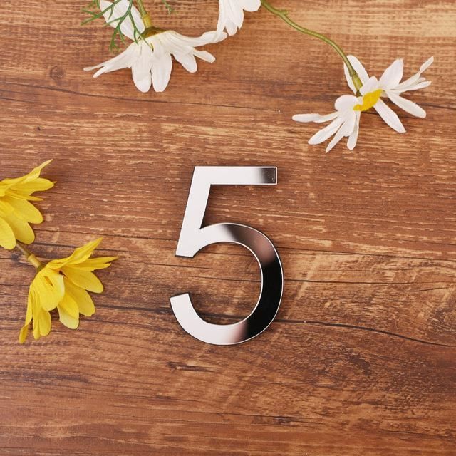 PLAQUE DE PORTE,5--Numéro de maison numérique miroir en acrylique ...
