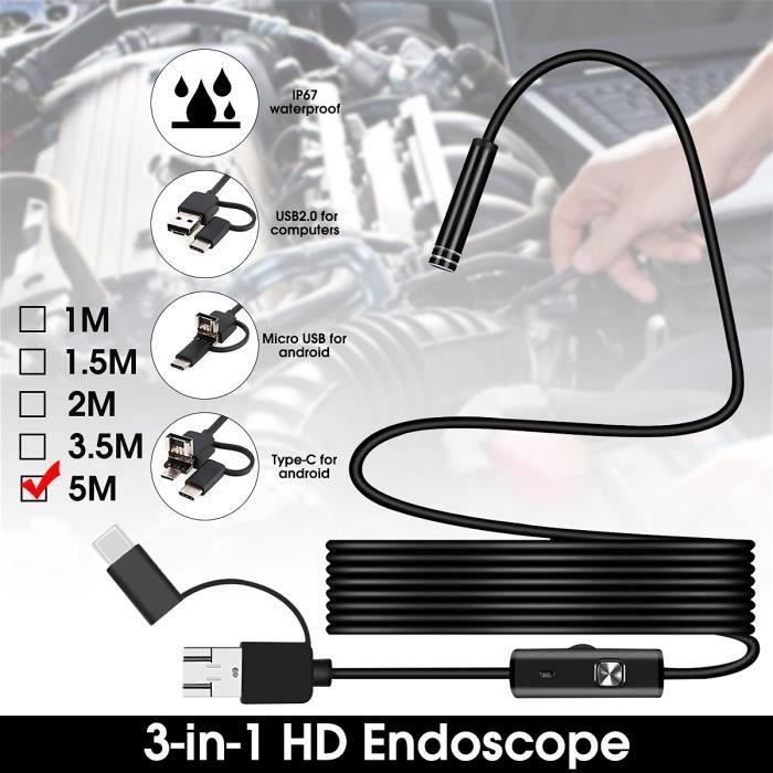 Mini Endoscope USB Caméra D'inspection Smartphone 3 en 1 5M QK81367 ...