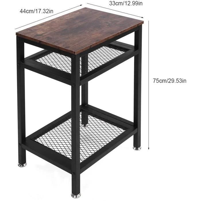 GOTOTOP Table de chevet en bois industriel vintage, table basse style ...