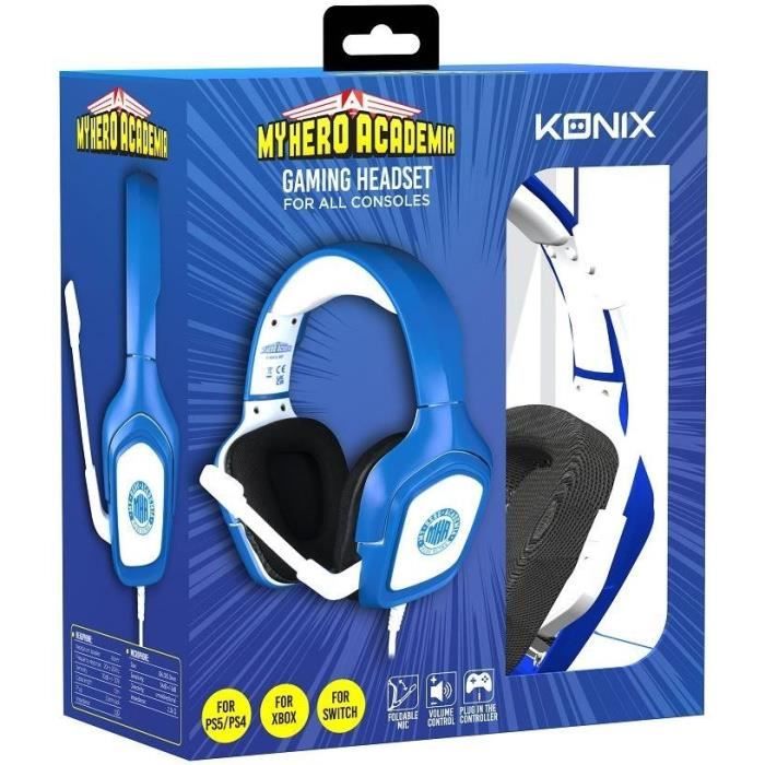Casque de jeu Konix MHA Bleu - Micro-casque universel compatible avec ...