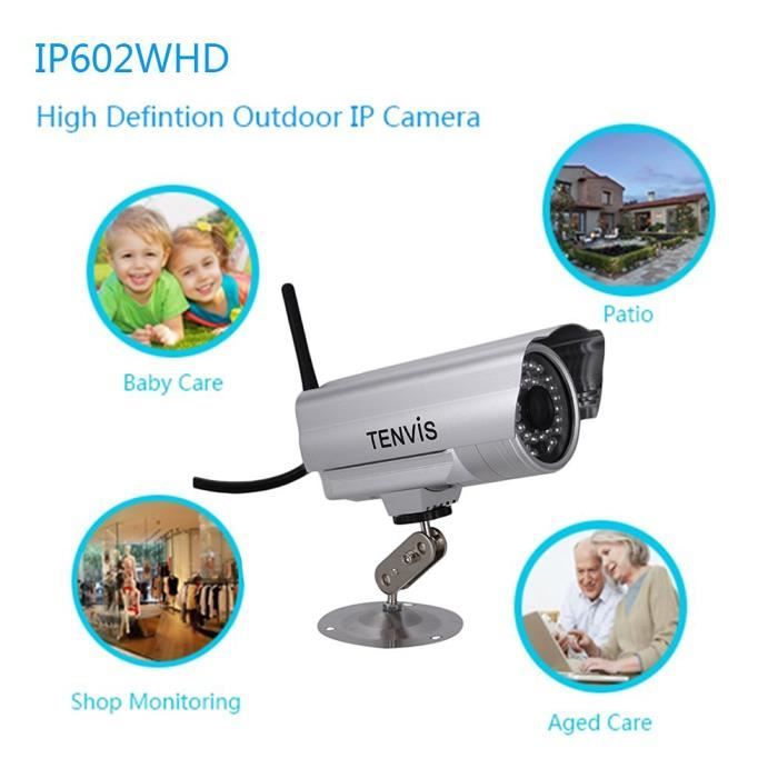Tenvis iP602W-HD Caméra de surveillance extérieur HD 1280x720P IP Wifi ...
