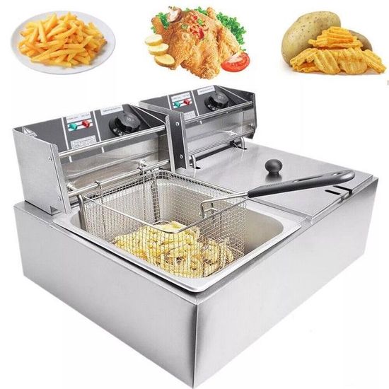 Friteuse électrique, double réservoir électrique, friteuse commerciale ...