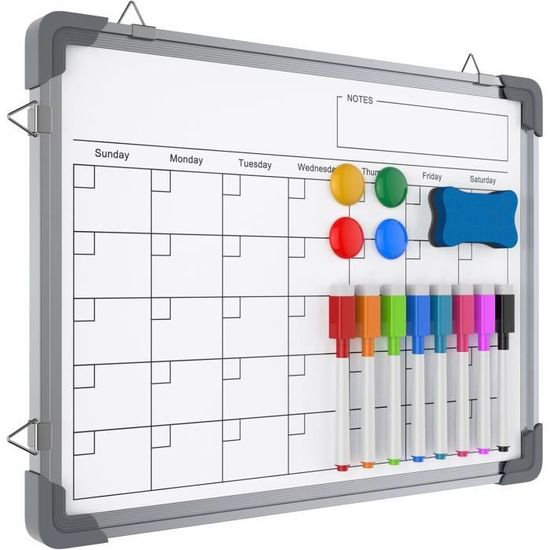 Kwznob Calendrier tableau blanc effaçable pour mur, 30 x 40 cm ...