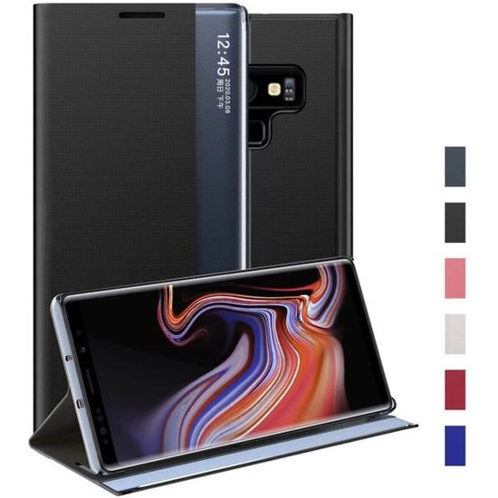 Coque Samsung Note 9,Smart View Flip Cover PU Cuir Standing Rabat ...