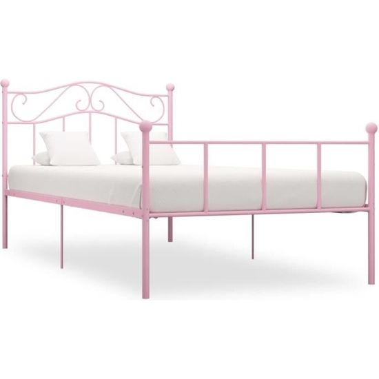 Cadre de lit Double Rose Métal - Lit Fille Princesse 100 x 200 cm ...