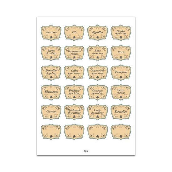 Planche A4 de stickers étiquette couture loisirs créatifs autocollant ...