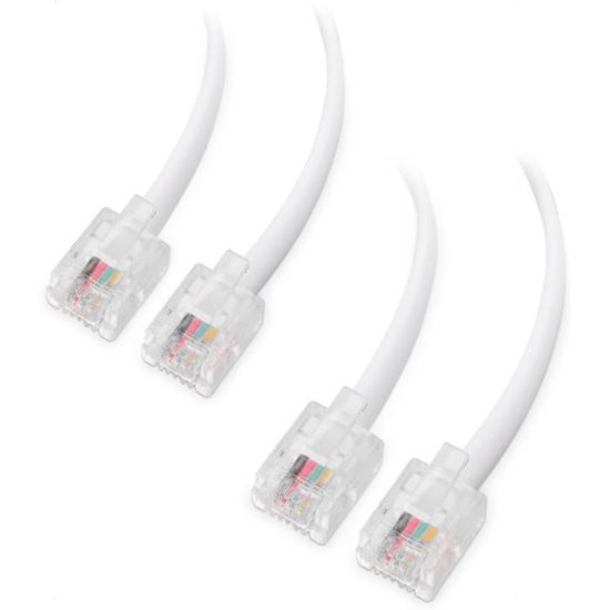 Pack De 2 Câble Téléphonique De 2M (Cable Rj11 Vers Rj11) Pour Téléphone, Internet Dsl, Adsl ...