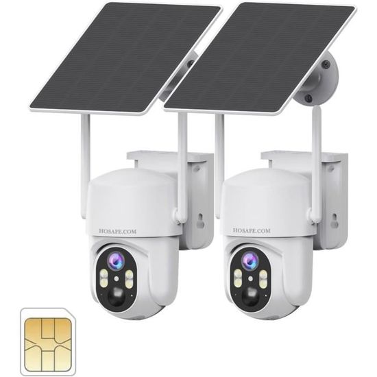 4G Lte Caméra Surveillance Extérieur Solaire Sans Fil, 2K Hd 4G Batterie Camera Avec Carte Sim ...