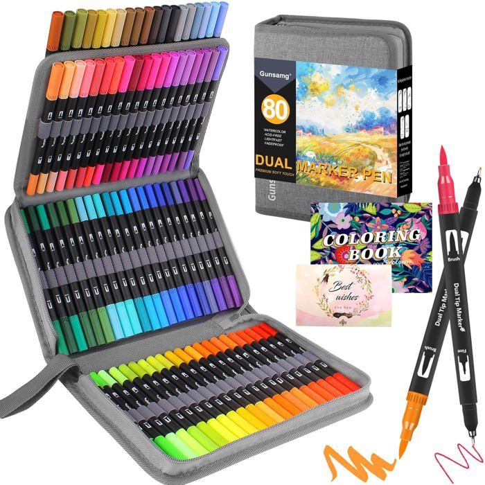 80 Feutres Coloriage Adulte Pour Dessiner, Manga, Doodling ...