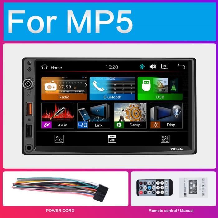 7050-MP5 - autoradio tactile 7 "HD, Bluetooth, USB, FM, lecteur MP5 ...