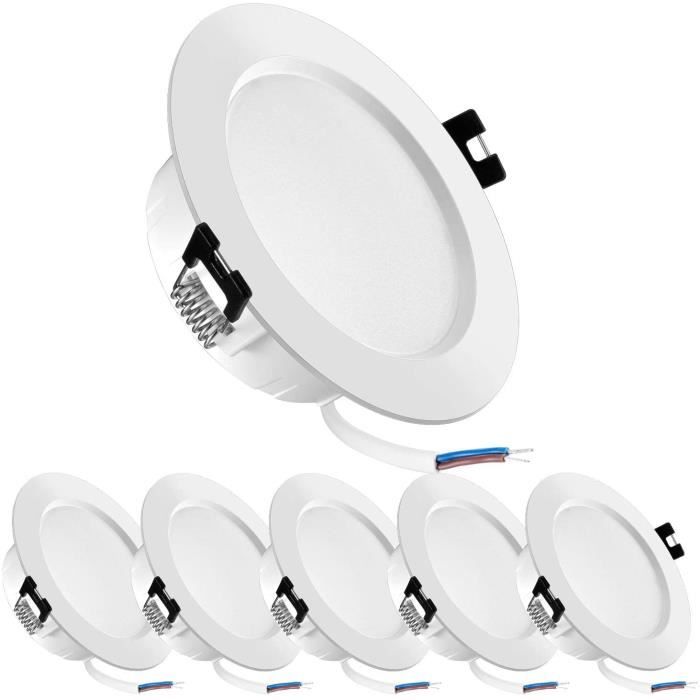 Lot de 6 spots LED encastrables ultra plats IP44 pour le salon,convient également pour la salle ...