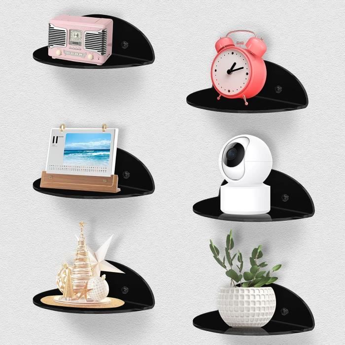 Acrylique Etagère Murale Lot De 6, 14Cm Petite Etagere Murale Noir ...