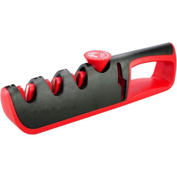 Aiguiseur De Couteaux À Angle Réglable En 4 Étapes - Pierre À Aiguiser Professionnelle - Rouge ...