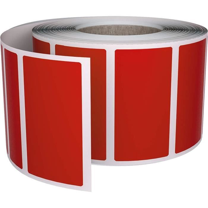 AJW-Gommettes Étiquettes Autocollantes Rectangulaires 1 Rouleau Rouge ...