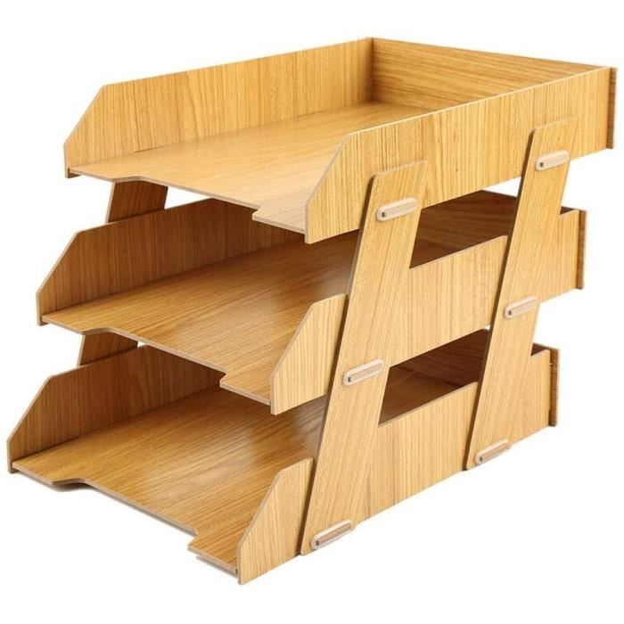 Bac à Documents Fichier Rack en bois 3 couches dossier Support de ...