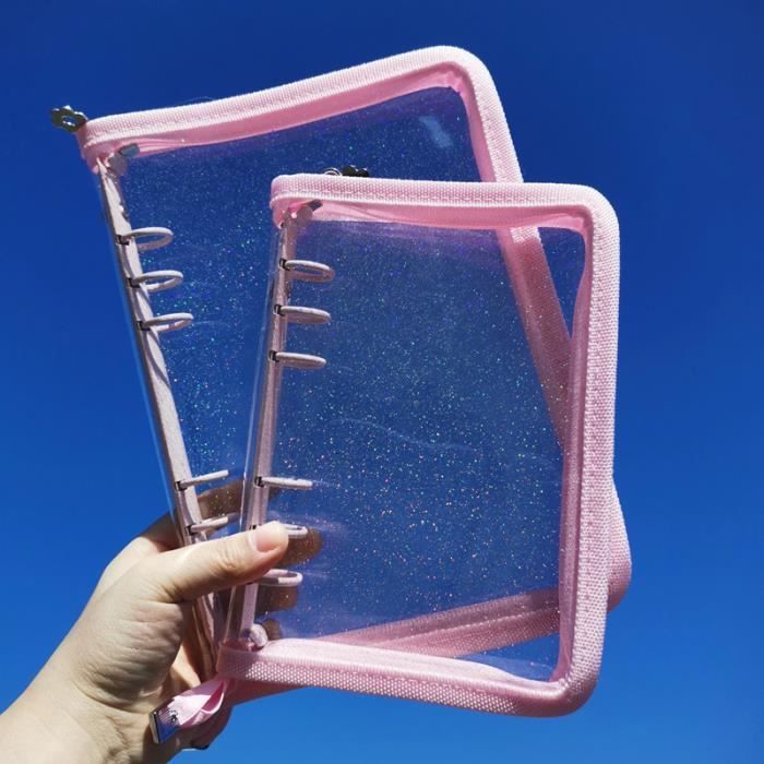 Carnet notes,Classeur à glissière en PVC transparent pour agenda ...