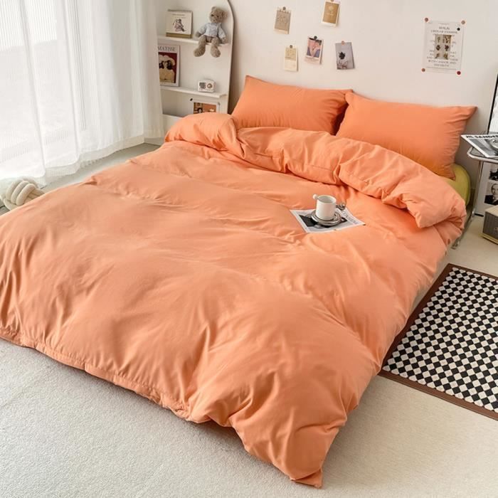 Couvre lit, simple, couleur unie, lavé, de coton quatre ensemble givré ...