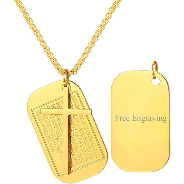 Collier Signe Religieux Homme Personnalisable,Pendentif Plaque Dog Tag ...