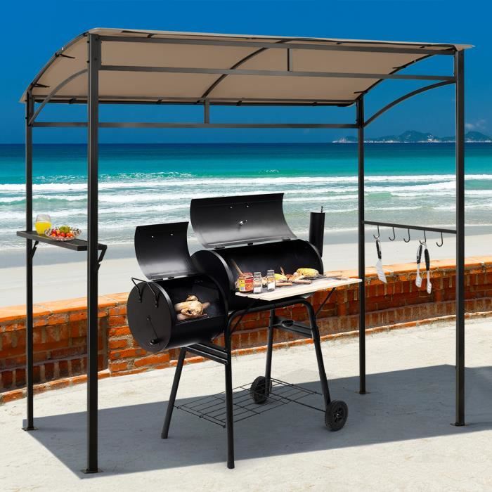COSTWAY Tonnelle de Barbecue 216 x 134 x 211 cm-Auvent Polyester ...
