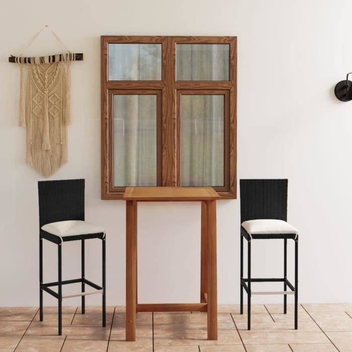 ZHI Ensemble de bar de jardin avec coussins 3 pcs Noir 7386502799356 ... ZHI Ensemble de bar de jardin avec coussins 3 pcs Noir 7386502799356 ...