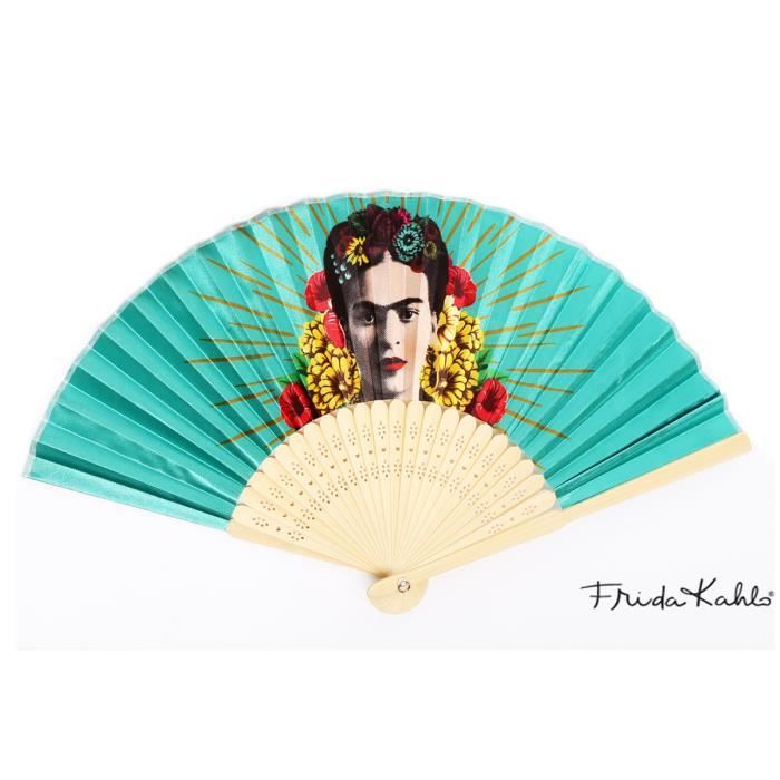 Eventail créateur 'Frida Kahlo' turquoise - ouvert 37x21 cm [Q9966 ...