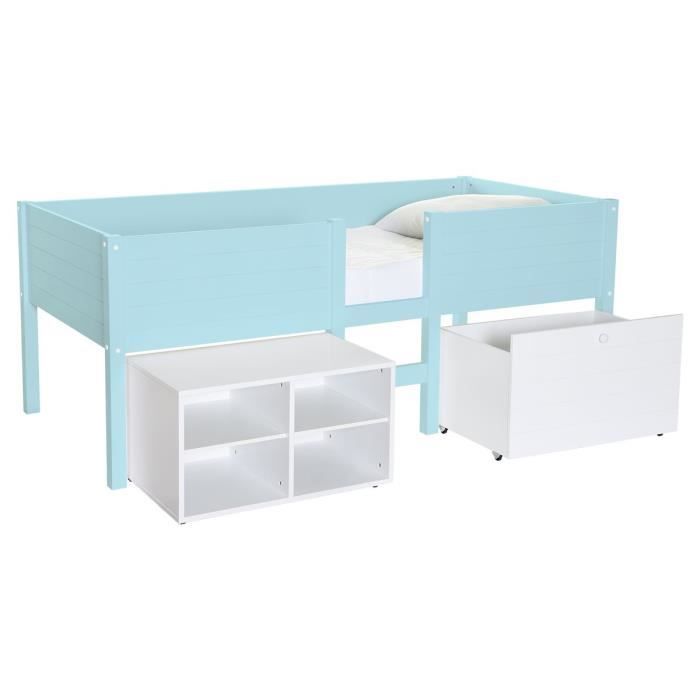 Lit School bleu tendre + caissons de rangement - Mobilier enfant direct ...