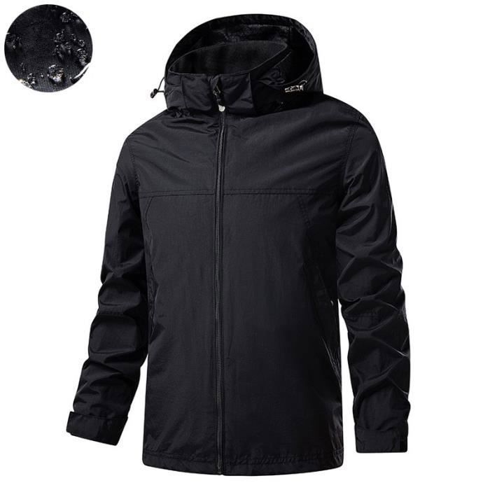 Veste Homme à Capuche Impermeable Couleur unie Veste De Sport Casual ...