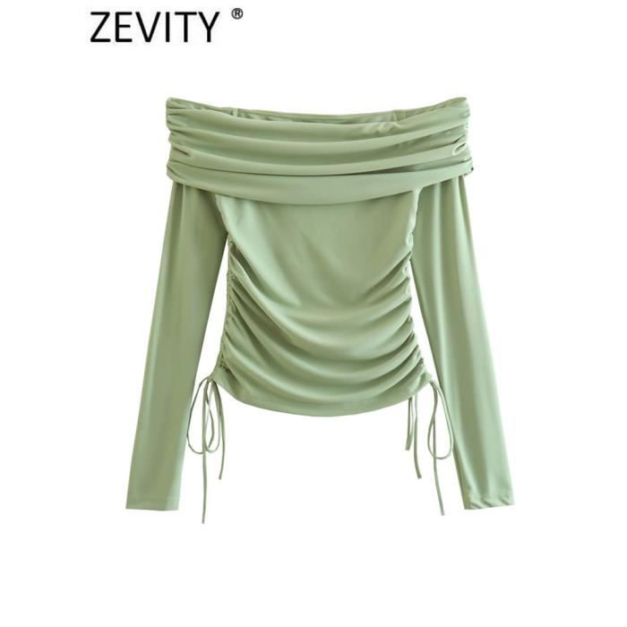 Chemise,Zevity-Chemisier à Smocks Slim Sexy pour Femme,Chemise Plissée ...