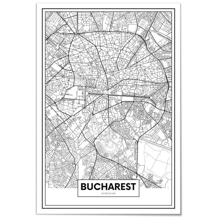 Poster Panorama Carte de Bucarest 35x50 cm - Imprimée sur Poster ...