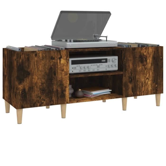 ABB Armoire à disques chêne fumé 121x38x48 cm bois d'ingénierie ...