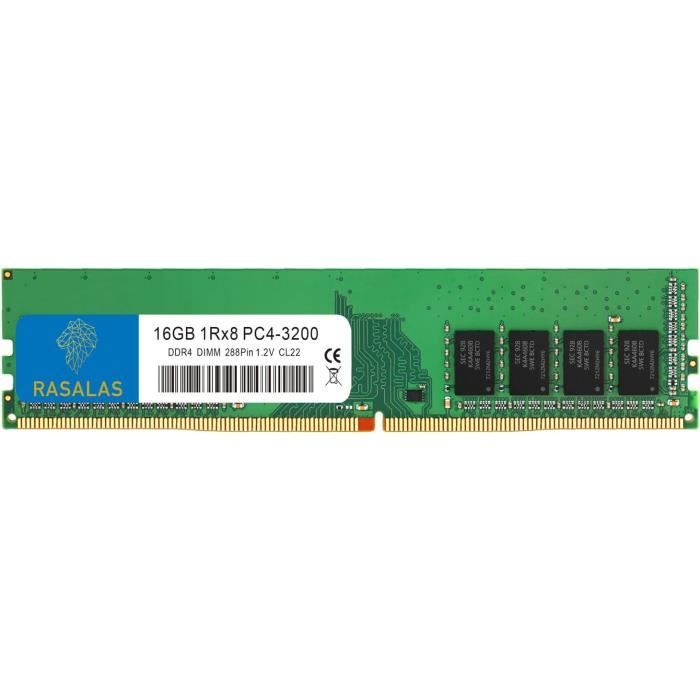 Mémoire Ram Ddr4 3200 Mhz(Ddr4-3200)Pc4-25600 Non-Ecc Unbuffered 1,2 V Cl22 1Rx8 Rank 288 ...